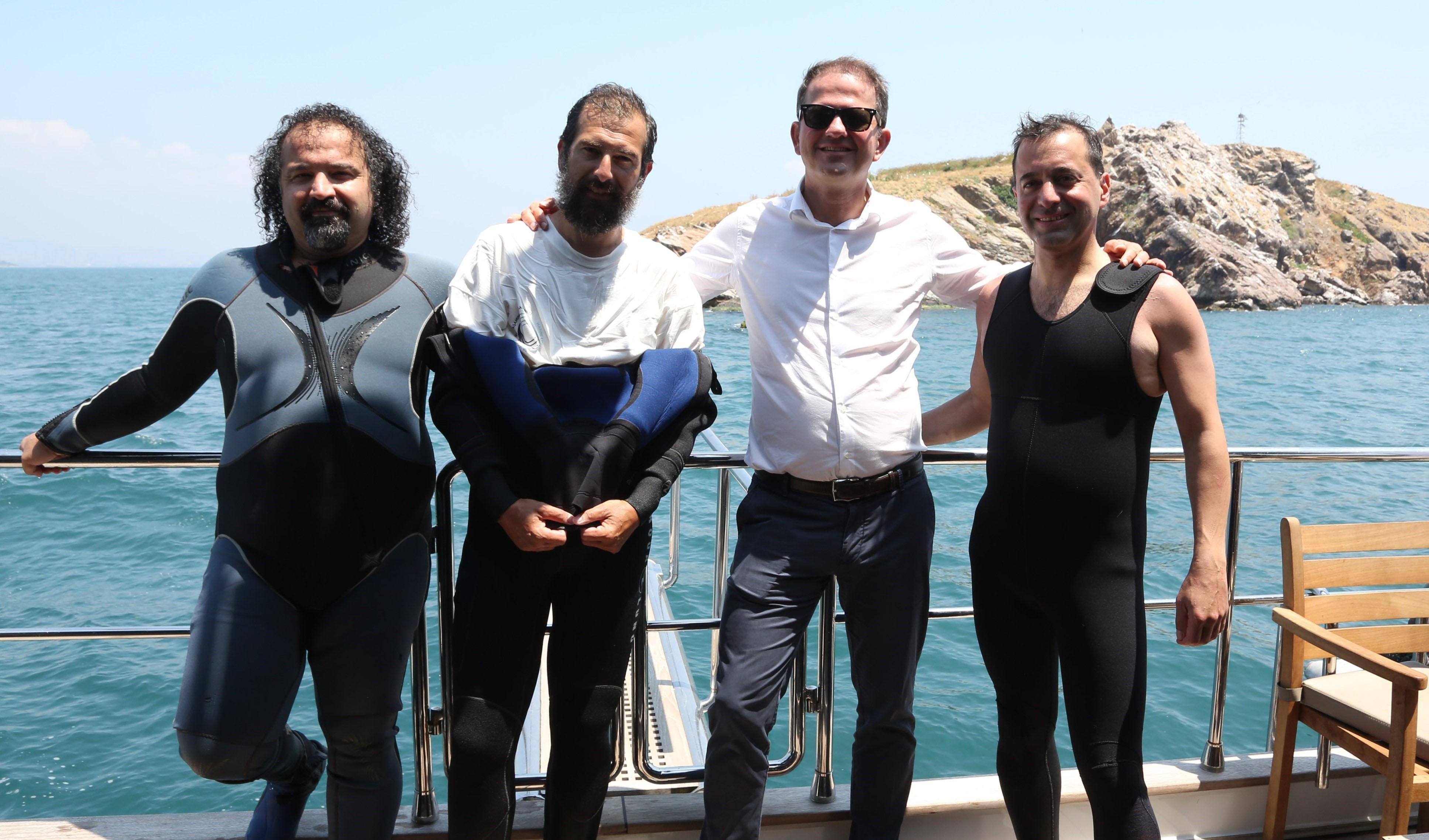 The Yellow coral planted on Tavsan Island were observed by diving ...