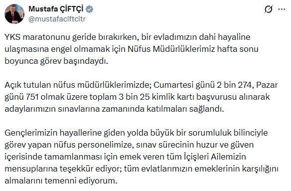 3 bin 25 kişi, YKS'ye yetişebilmek için sınav günü kimlik başvurusu ...